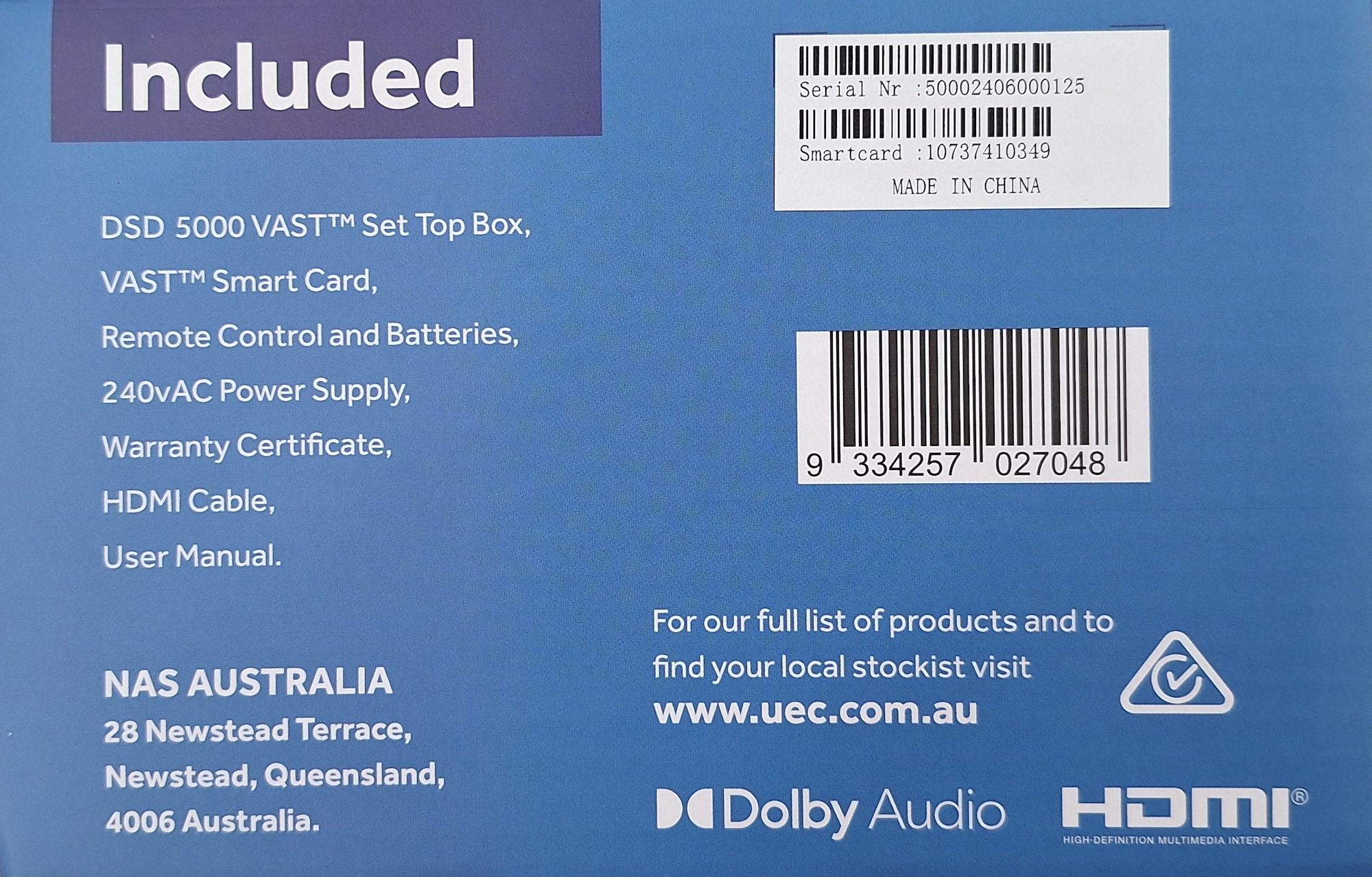 VAST UEC DSD 5000 Satellite Receiver – 3ABN Australia